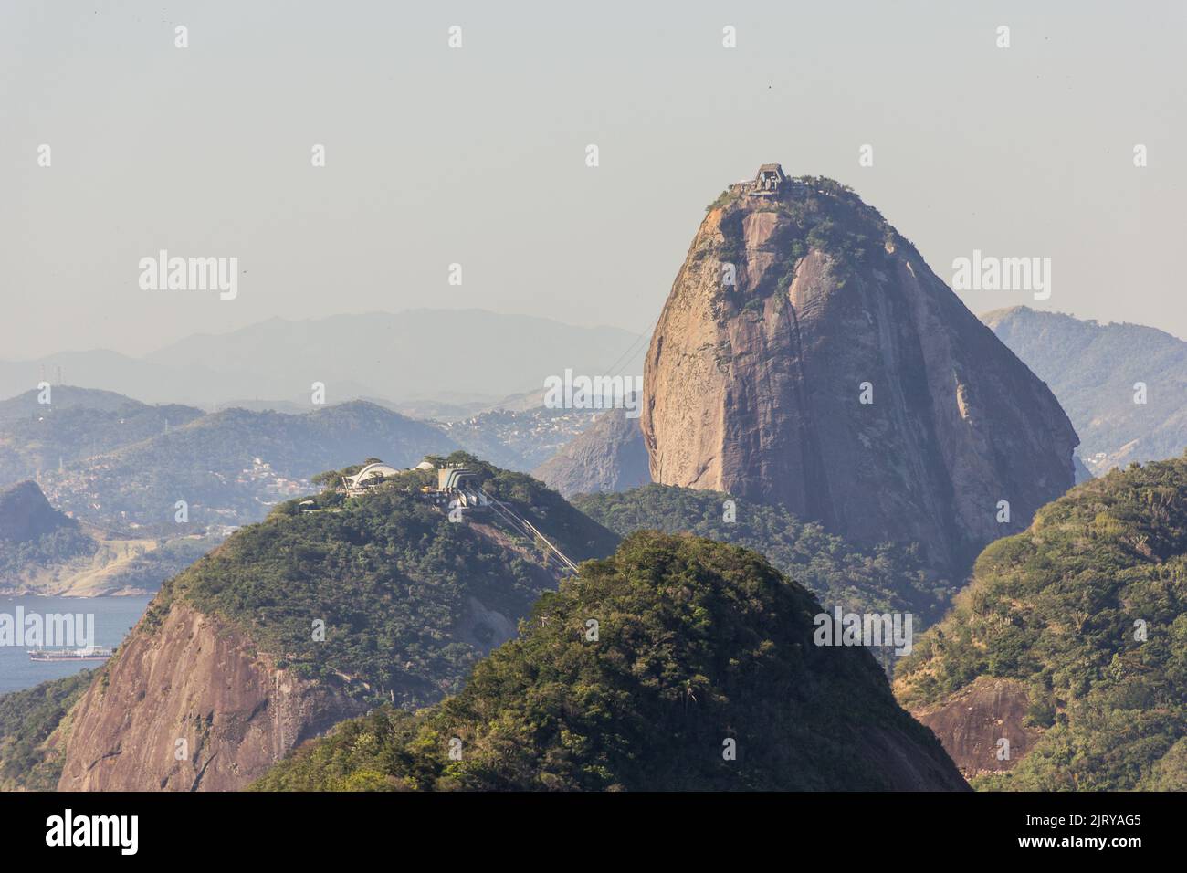 Urca Hill and Sugarloaf hill seen from the top of the hill the goats in ...