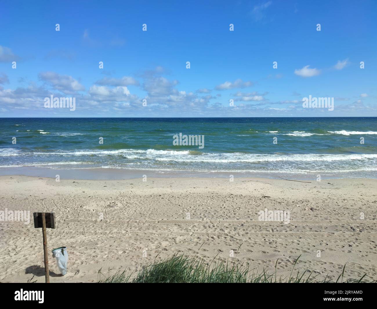 Beach at the Baltic Sea. Coastal scenery with sandy beach, dunes with ...