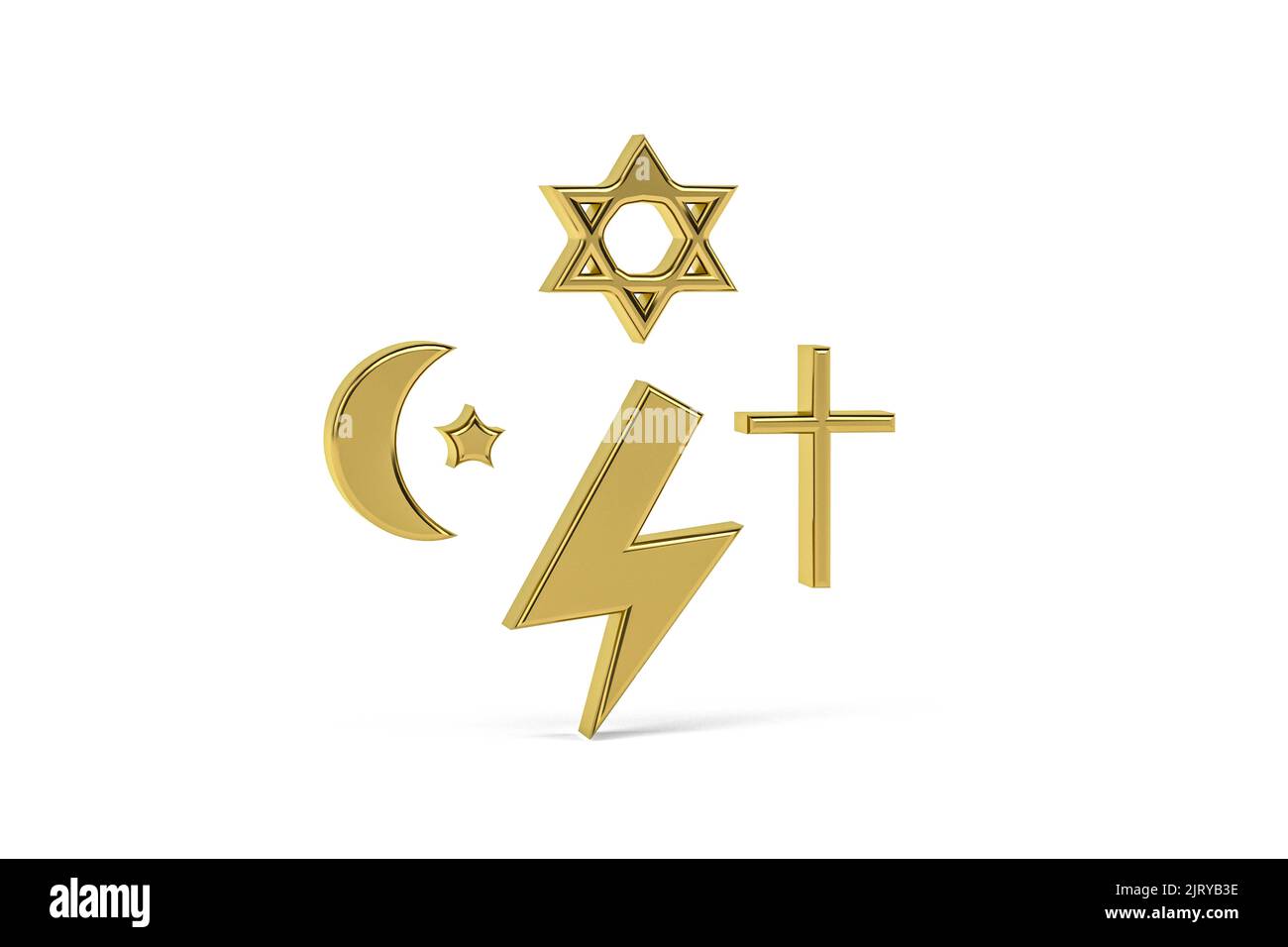 Golden 3d religious conflict icon isolated on white background - 3d ...