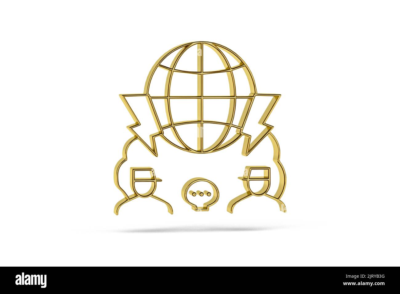Golden 3d religious conflict icon isolated on white background - 3d ...