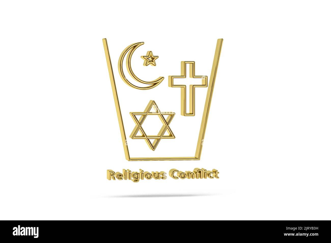 Golden 3d religious conflict icon isolated on white background - 3d ...