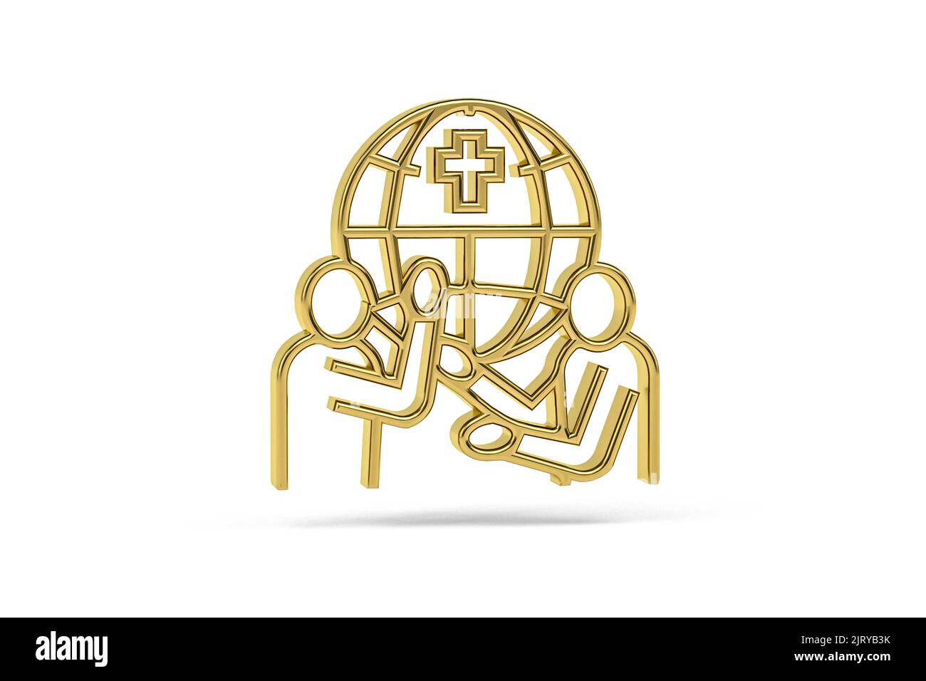 Golden 3d religious conflict icon isolated on white background - 3d ...