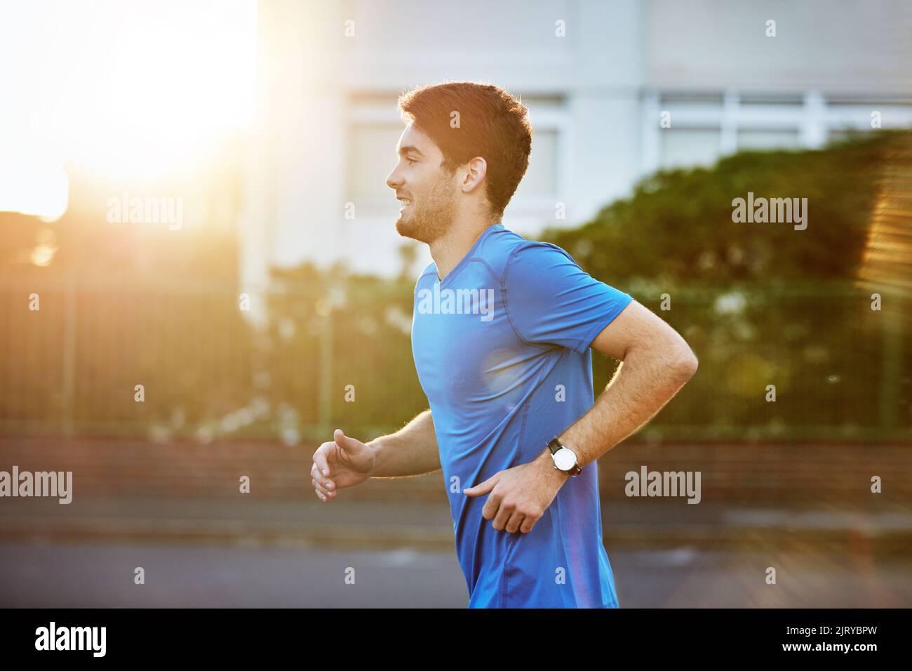 Keep running the race thats set before you. a sporty young man out for ...