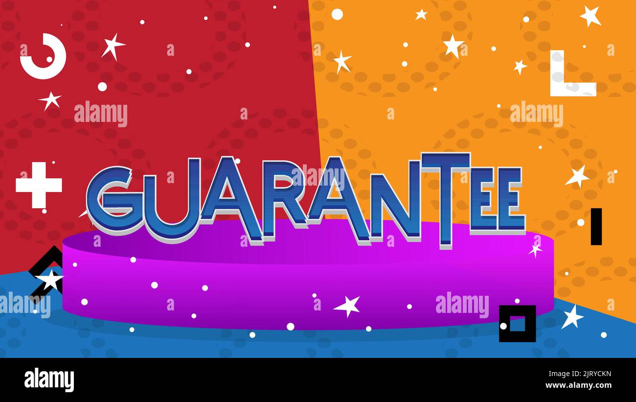 Guarantee. Word written with Children's font in cartoon style Stock ...