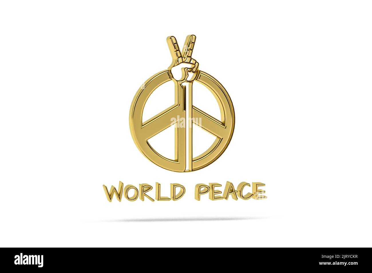 Golden 3d peace icon isolated on white background - 3d render Stock ...