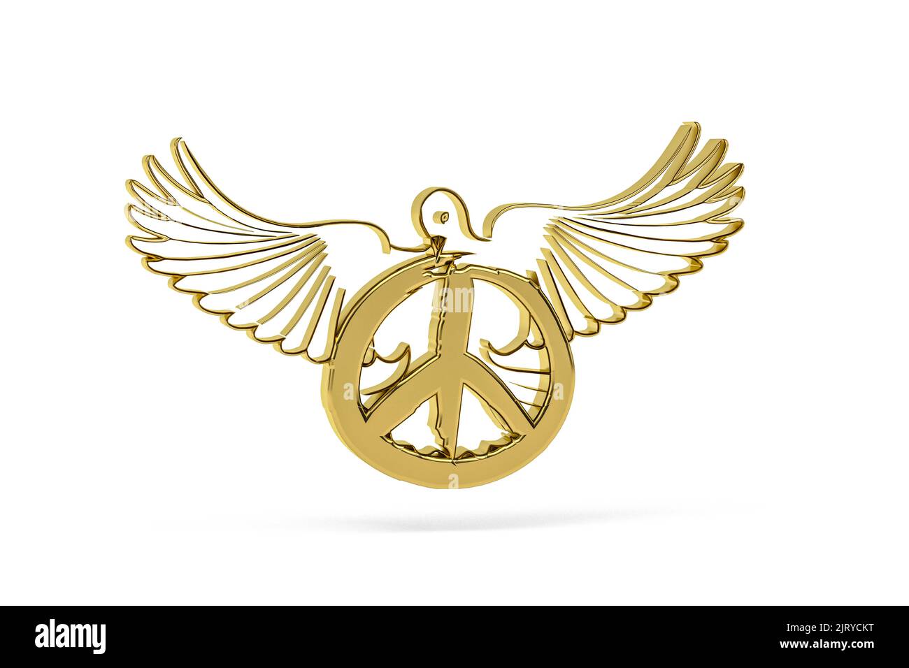 Golden 3d peace icon isolated on white background - 3d render Stock ...