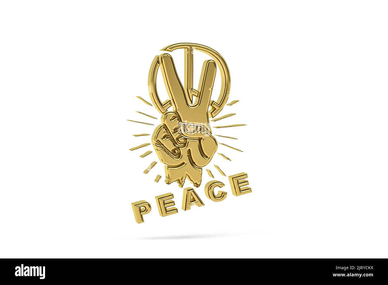 Golden 3d peace icon isolated on white background - 3d render Stock ...