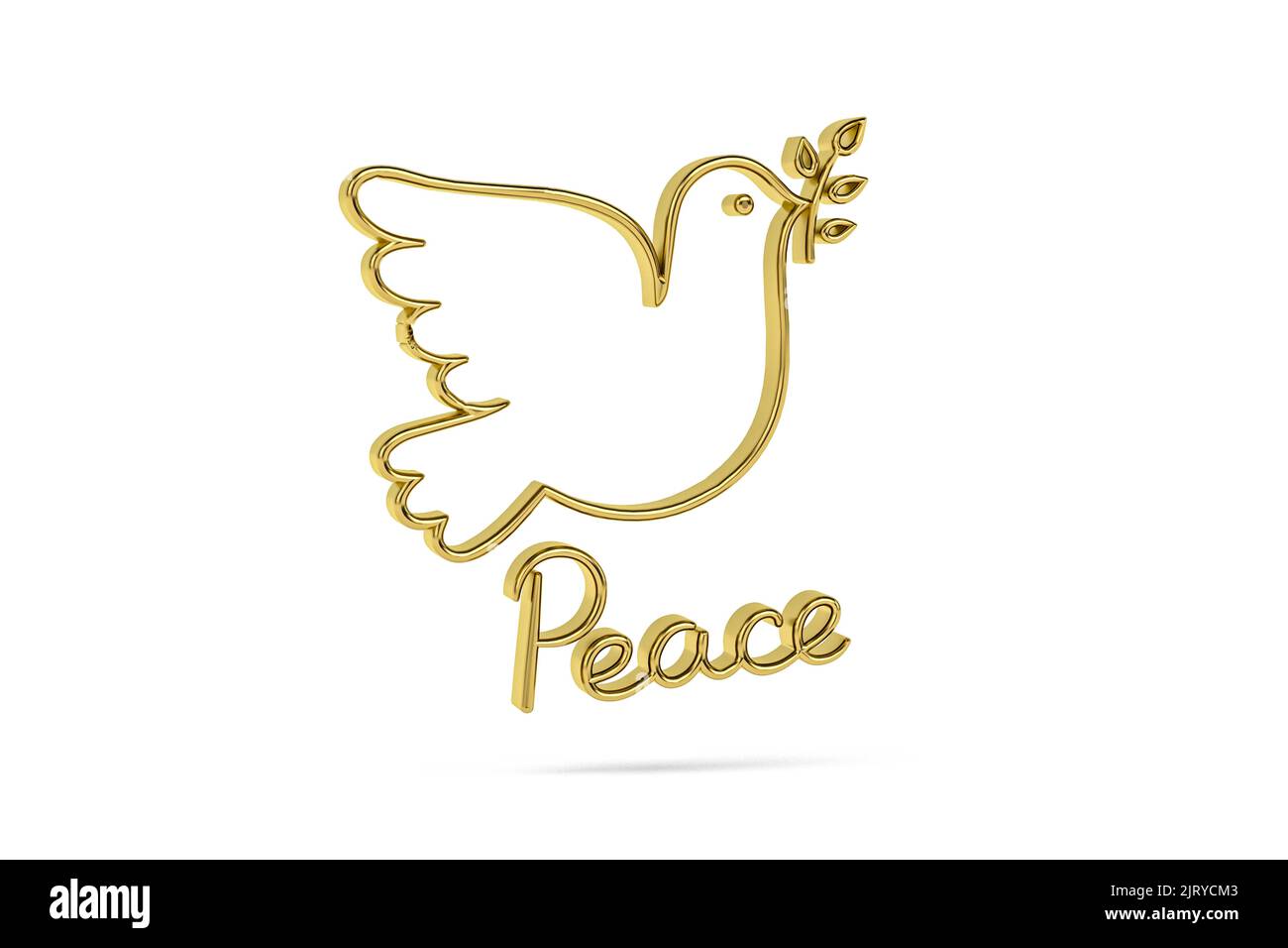 Golden 3d peace icon isolated on white background - 3d render Stock ...