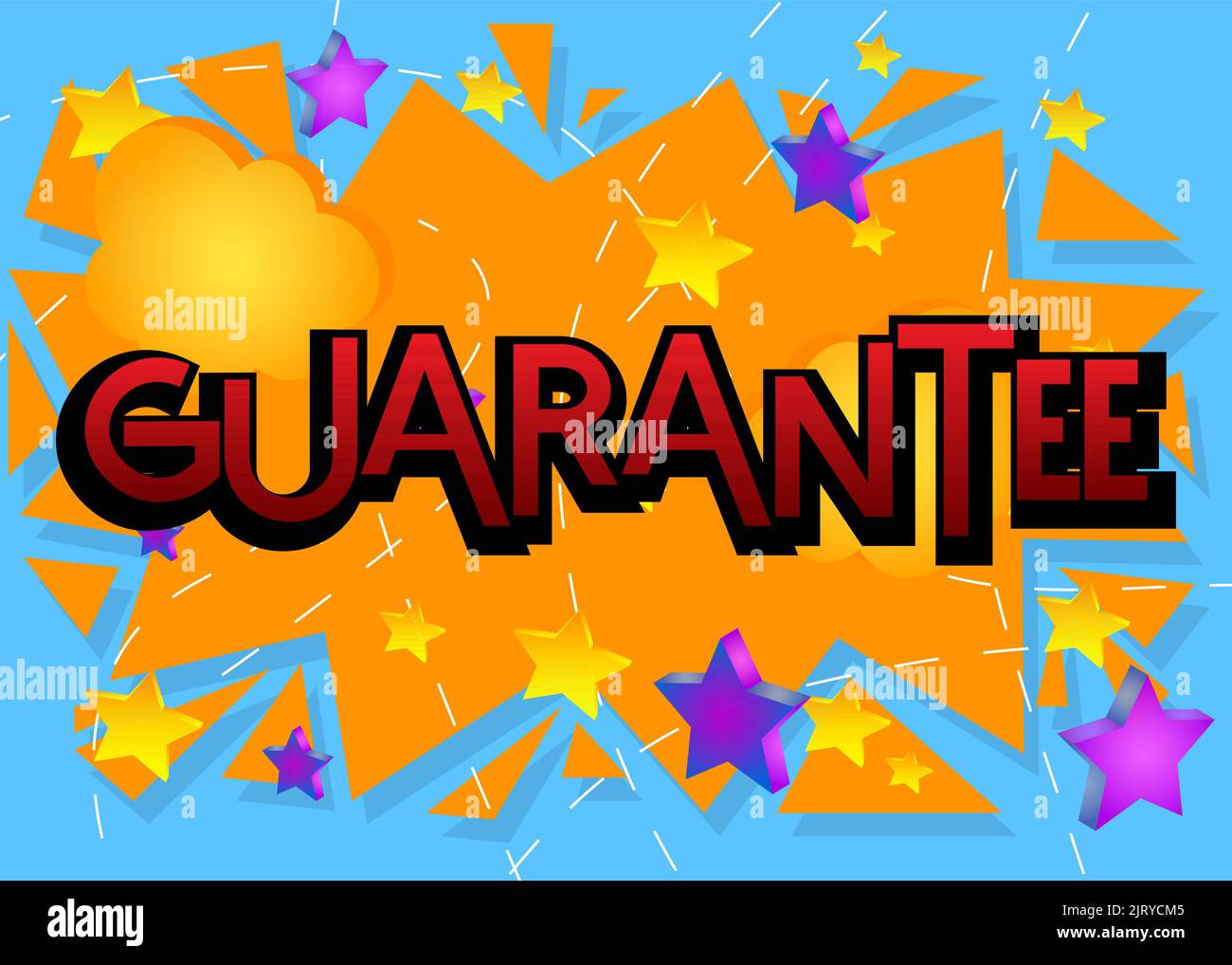 Guarantee. Word written with Children's font in cartoon style Stock ...