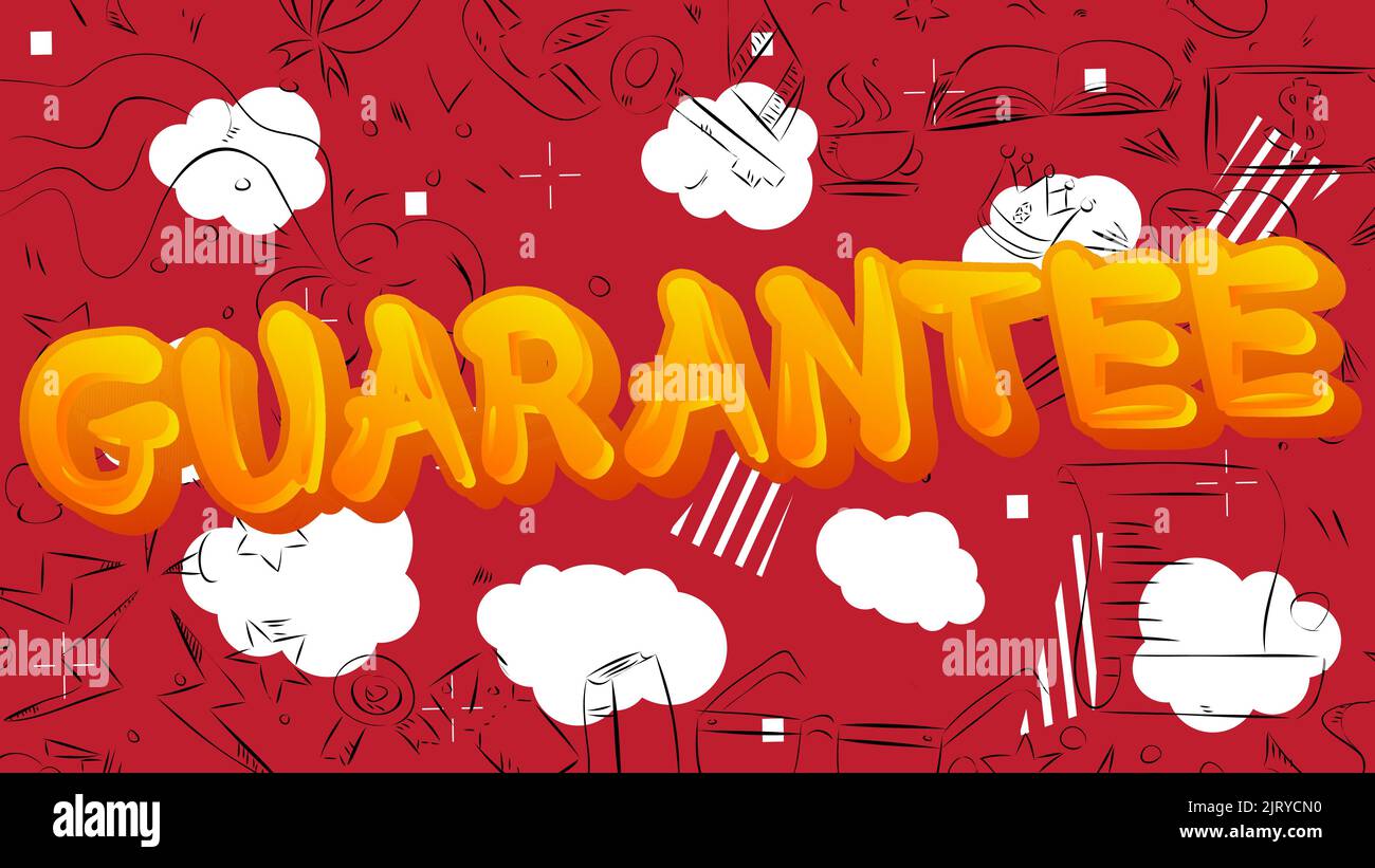 Guarantee. Word written with Children's font in cartoon style Stock ...