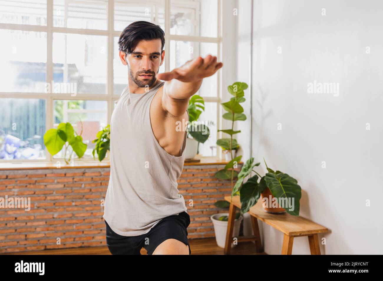 sport man exercise and work out at home Stock Photo - Alamy