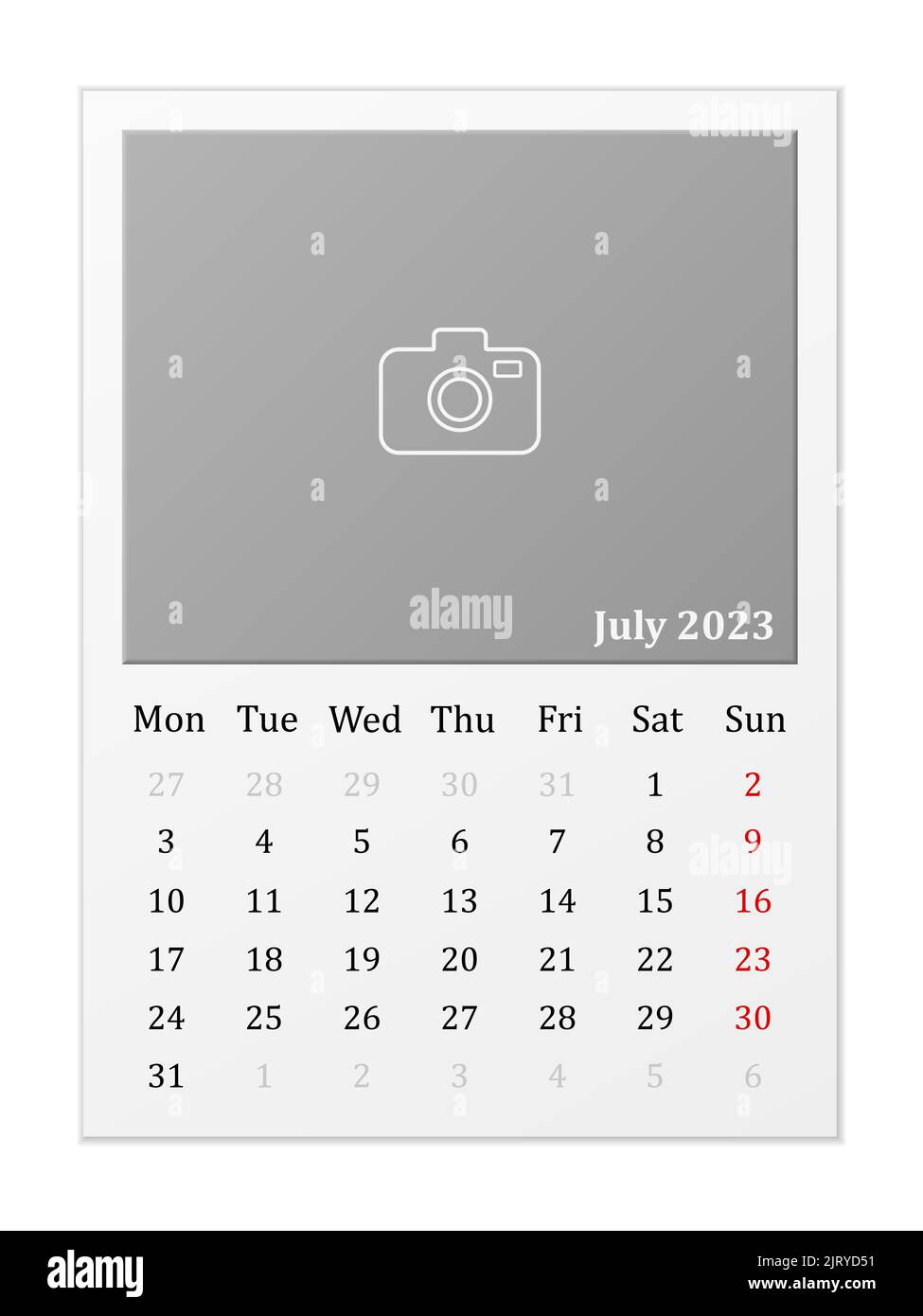 Calendar July 2023 on a white background. Vector illustration Stock ...