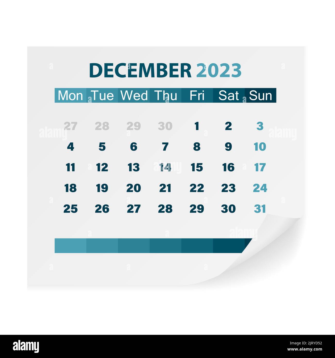 Calendar December 2023 on a white background. Vector illustration Stock ...
