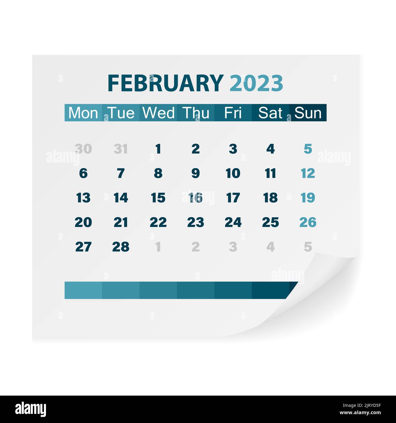 Calendar February 2023 on a white background. Vector illustration Stock ...