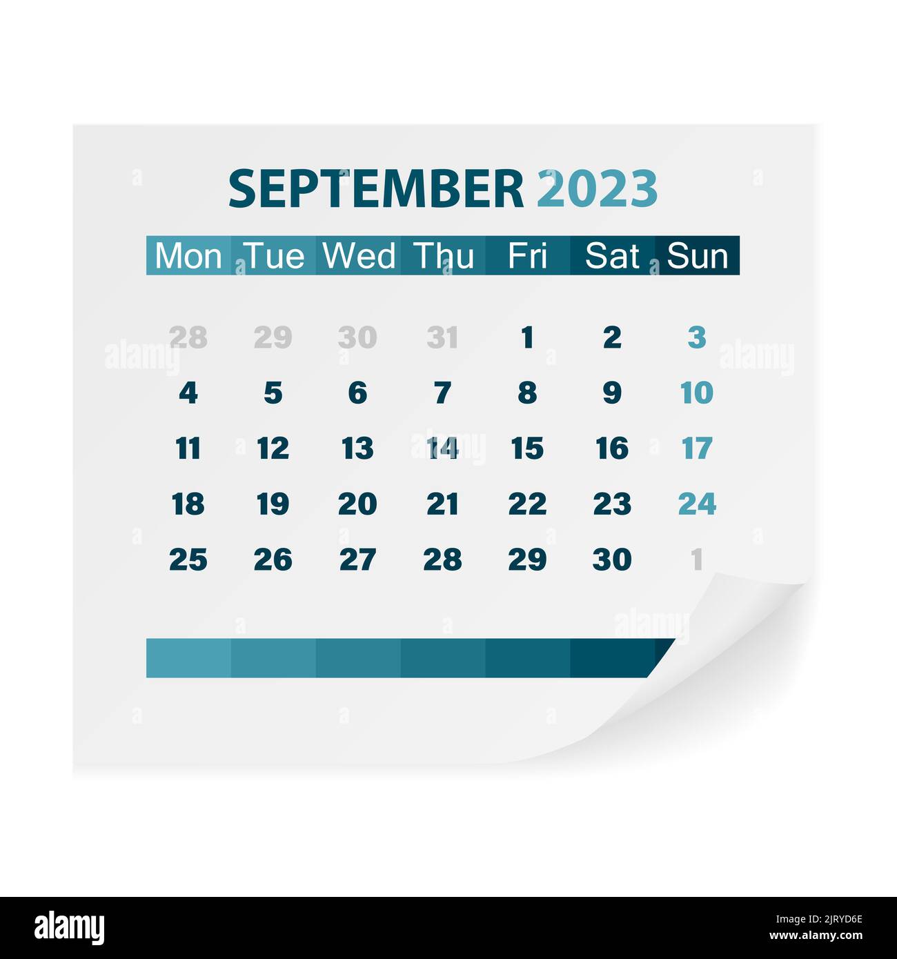 Calendar September 2023 on a white background. Vector illustration ...