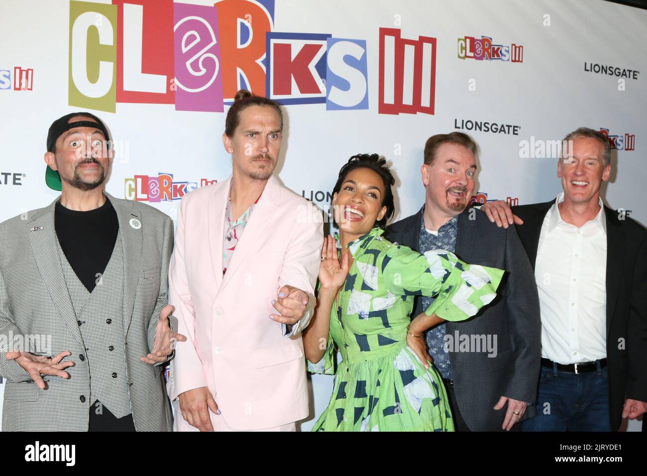 LOS ANGELES - AUG 24: Kevin Smith, Jason Mewes, Rosario Dawson, Brian O ...