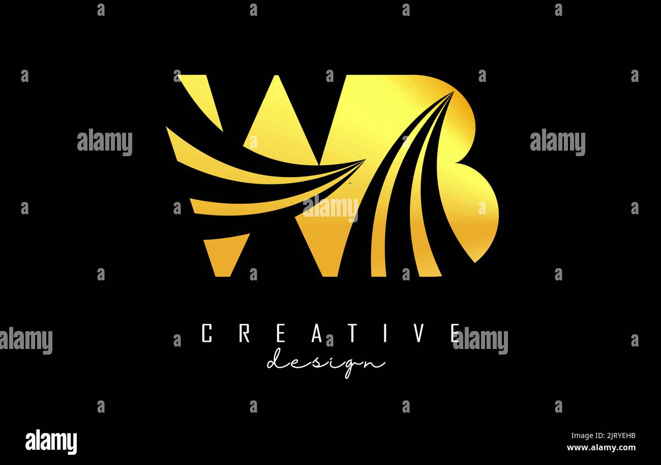 Creative golden letter Wb w b logo with leading lines and road concept ...