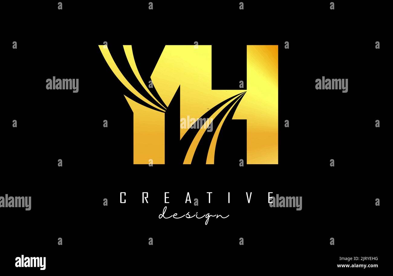 Creative Golden Letter Yh Y H Logo With Leading Lines And Road Concept Design Letters With