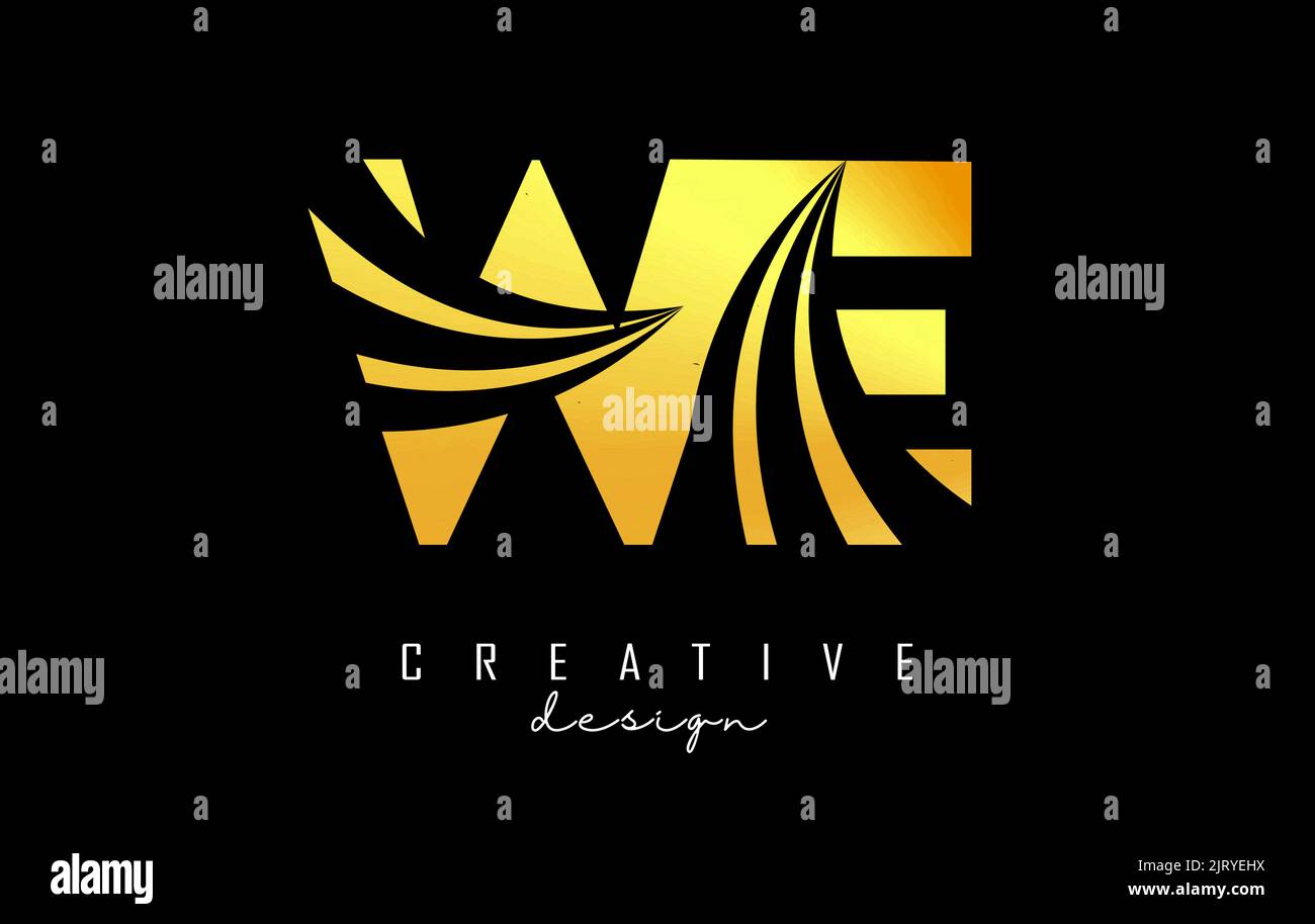 Creative golden letter WE w e logo with leading lines and road concept ...