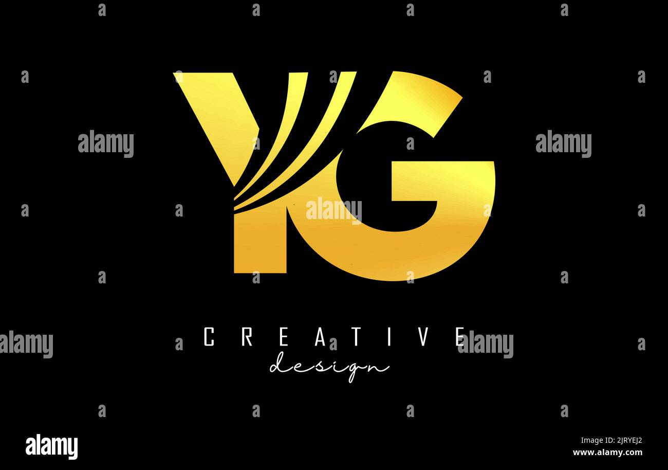 Creative golden letter YG y g logo with leading lines and road concept ...