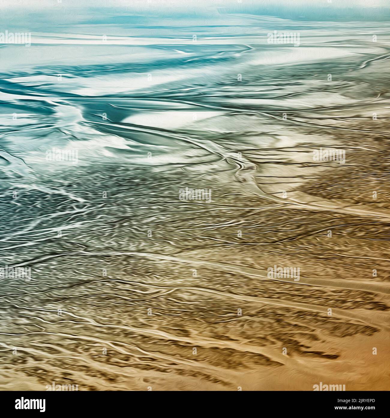 Structures in the sand formed by wind and water, illustration, aerial ...