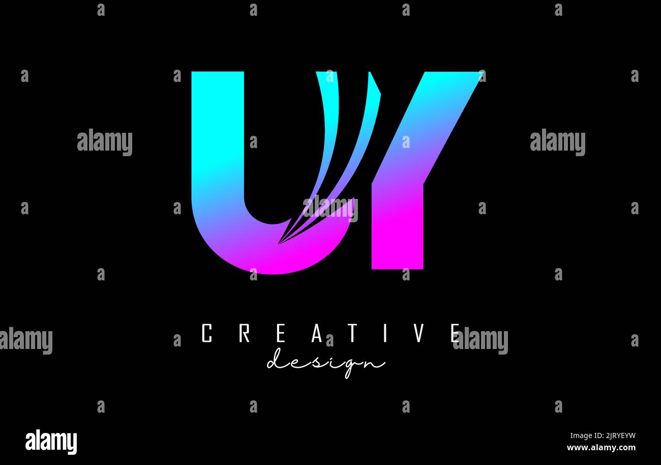 Creative colorful letter Uy u y logo with leading lines and road ...