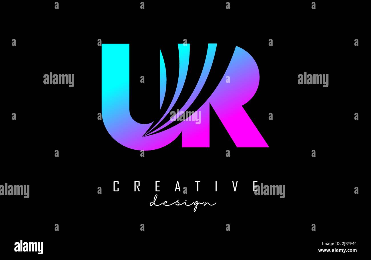 Creative colorful letter UR u r logo with leading lines and road ...