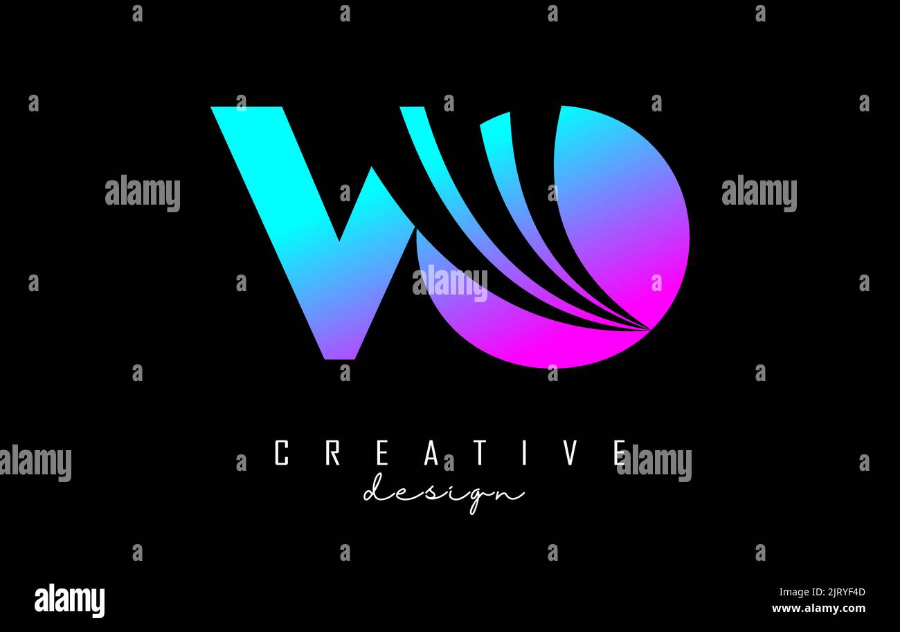 Creative colorful letter VO v o logo with leading lines and road ...