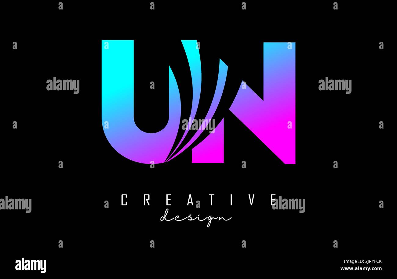 Creative colorful letter Un u n logo with leading lines and road ... Creative colorful letter Un u n logo with leading lines and road ...