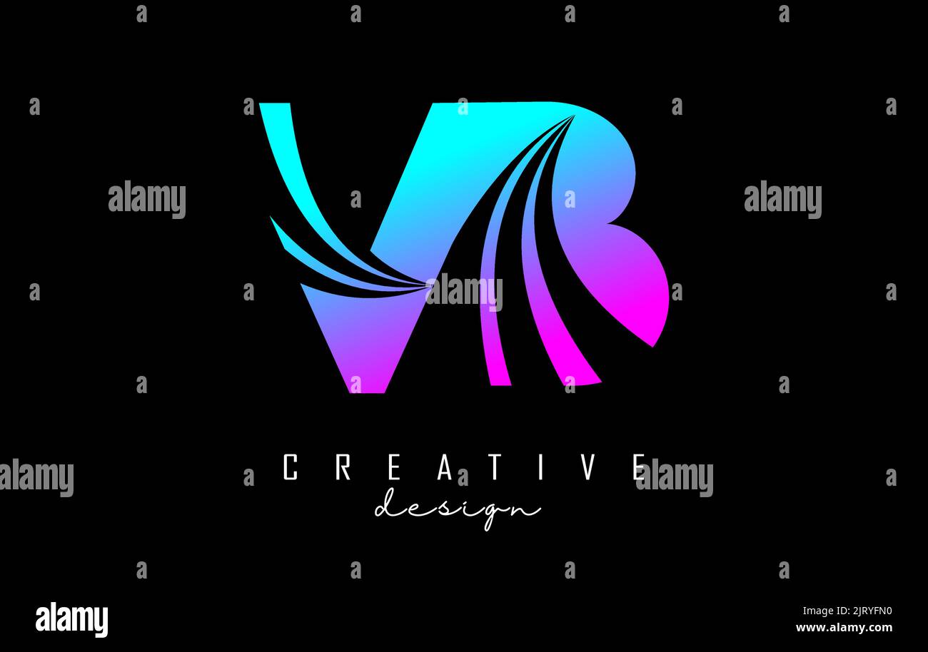 Creative colorful letter VB v b logo with leading lines and road ...
