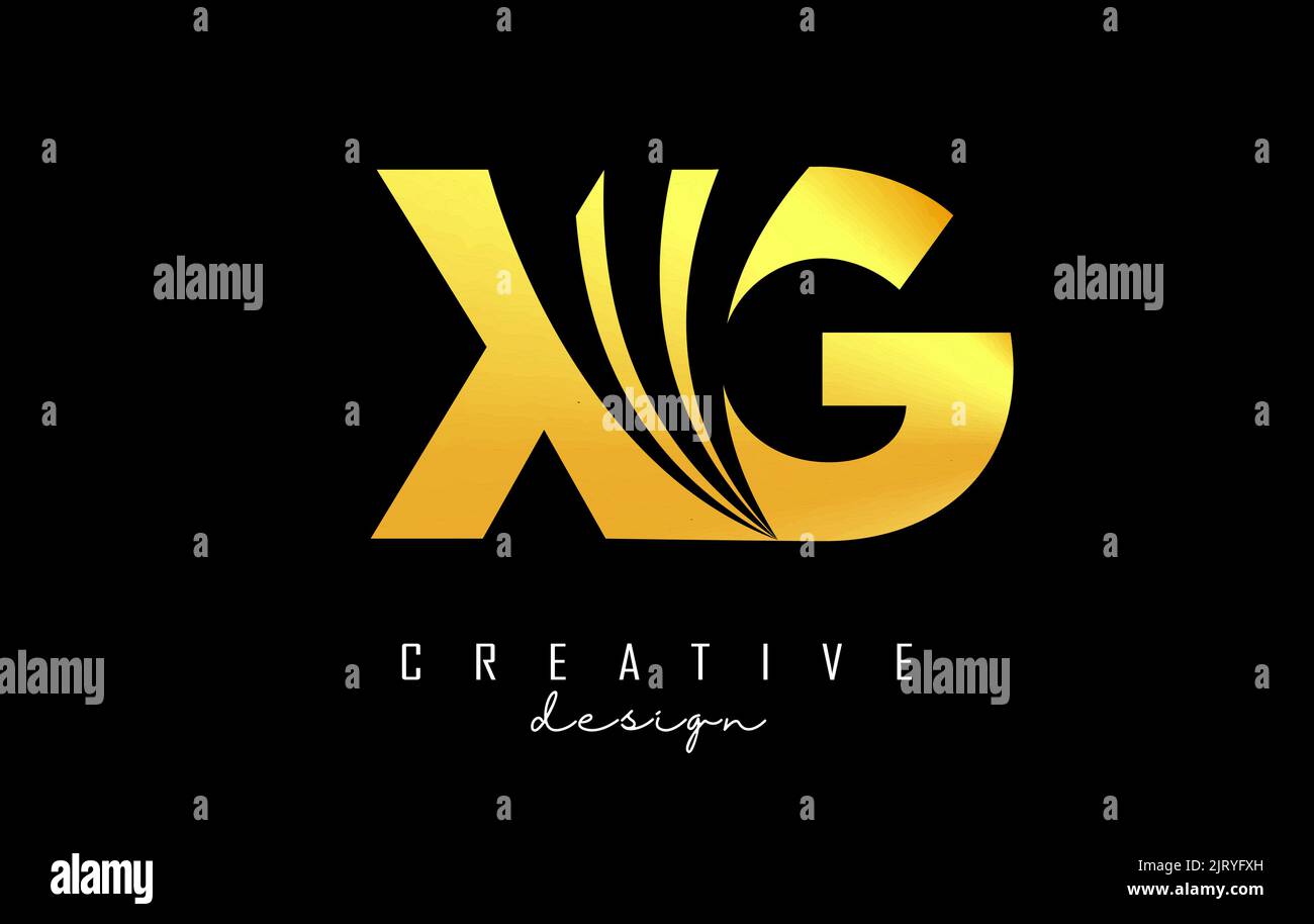 Creative gold letter XG x g logo with leading lines and road concept ...