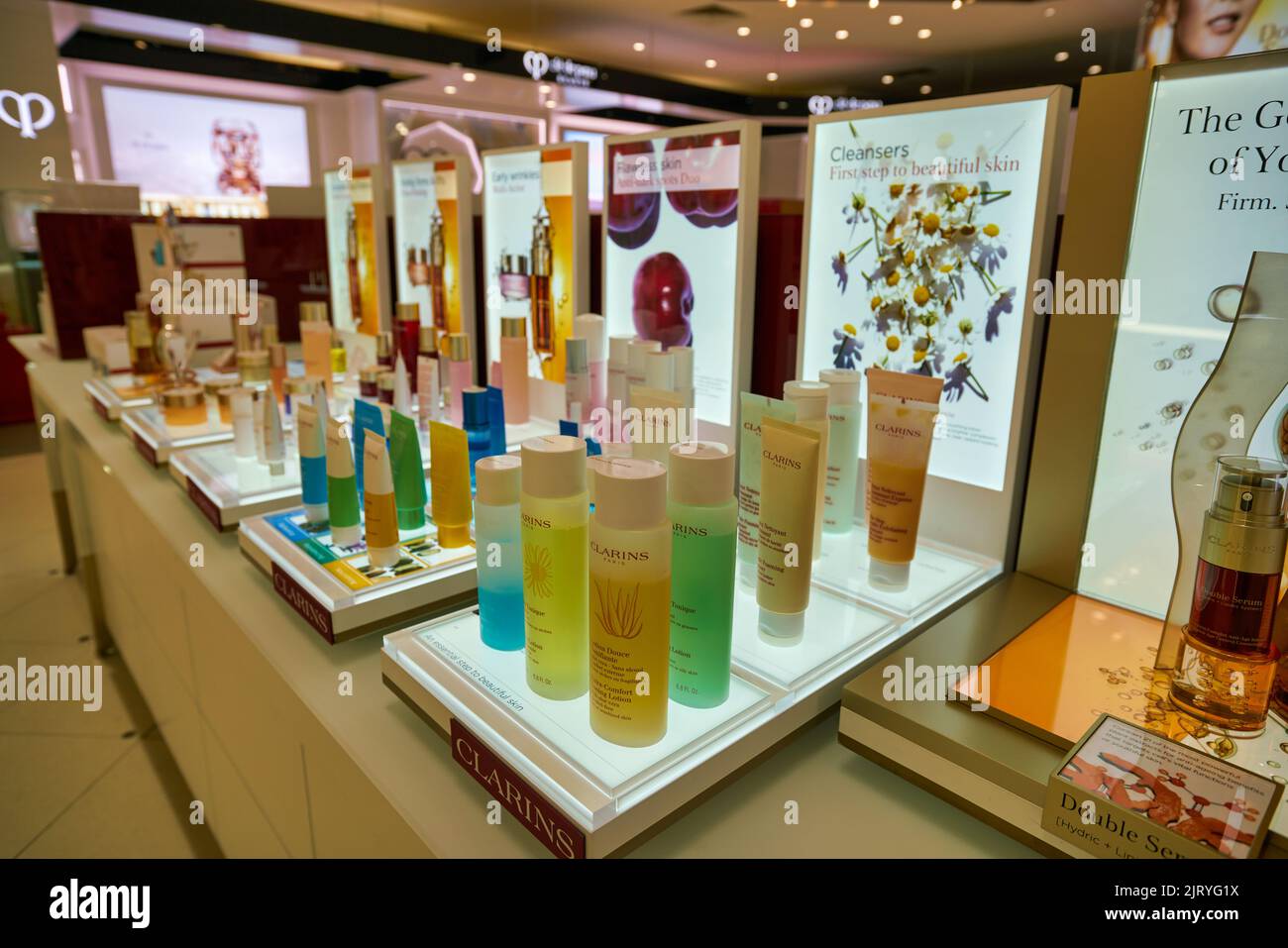 KUALA LUMPUR, MALAYSIA - CIRCA JANUARY, 2020: Clarins personal care ...