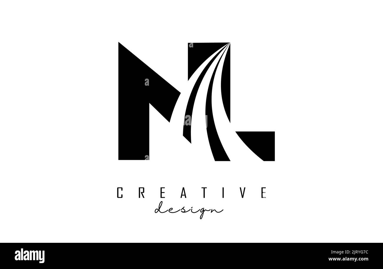 Creative Black letter NL n l logo with leading lines and road concept ...