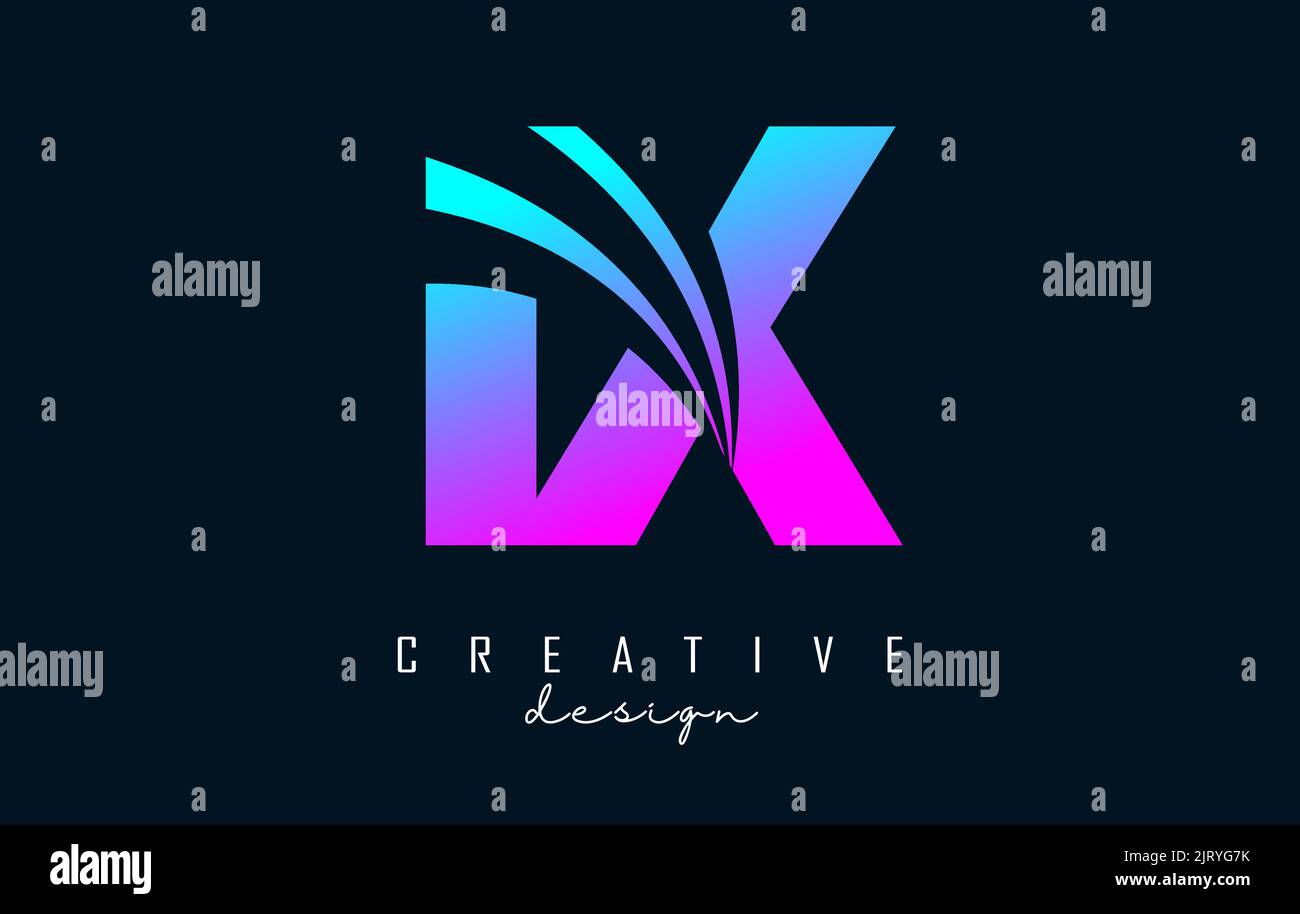 Creative colorful letter IX i x logo with leading lines and road ...