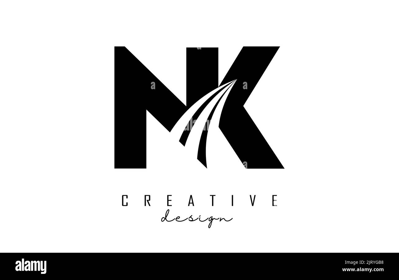 Creative Black letter Nk n k logo with leading lines and road concept ...