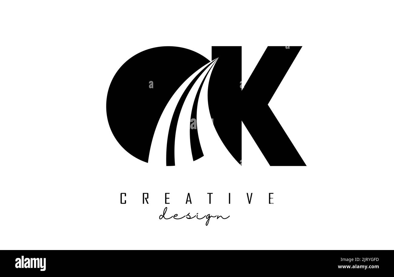 Creative black letter Ok o k logo with leading lines and road concept ...