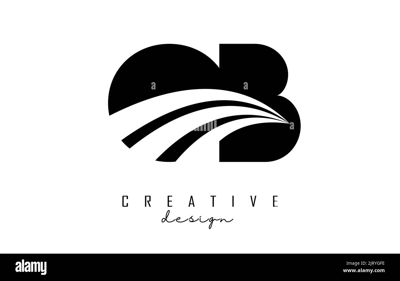 Creative black letter Ob o b logo with leading lines and road concept ...