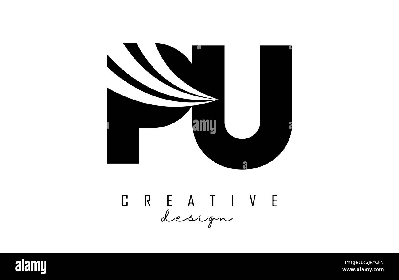 Creative black letter Pu p u logo with leading lines and road concept ...