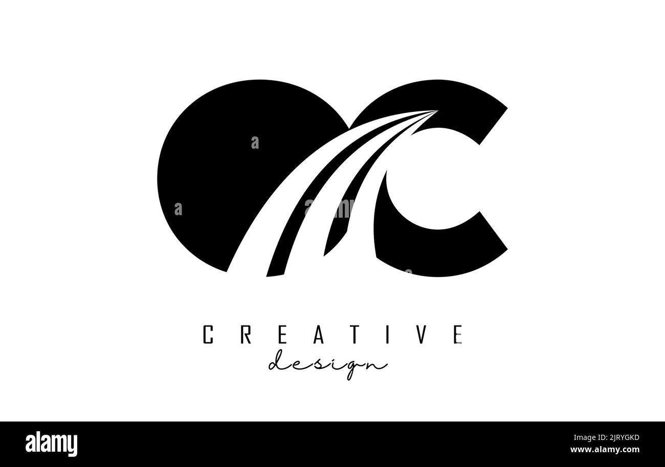 Creative black letter Oc o c logo with leading lines and road concept ...