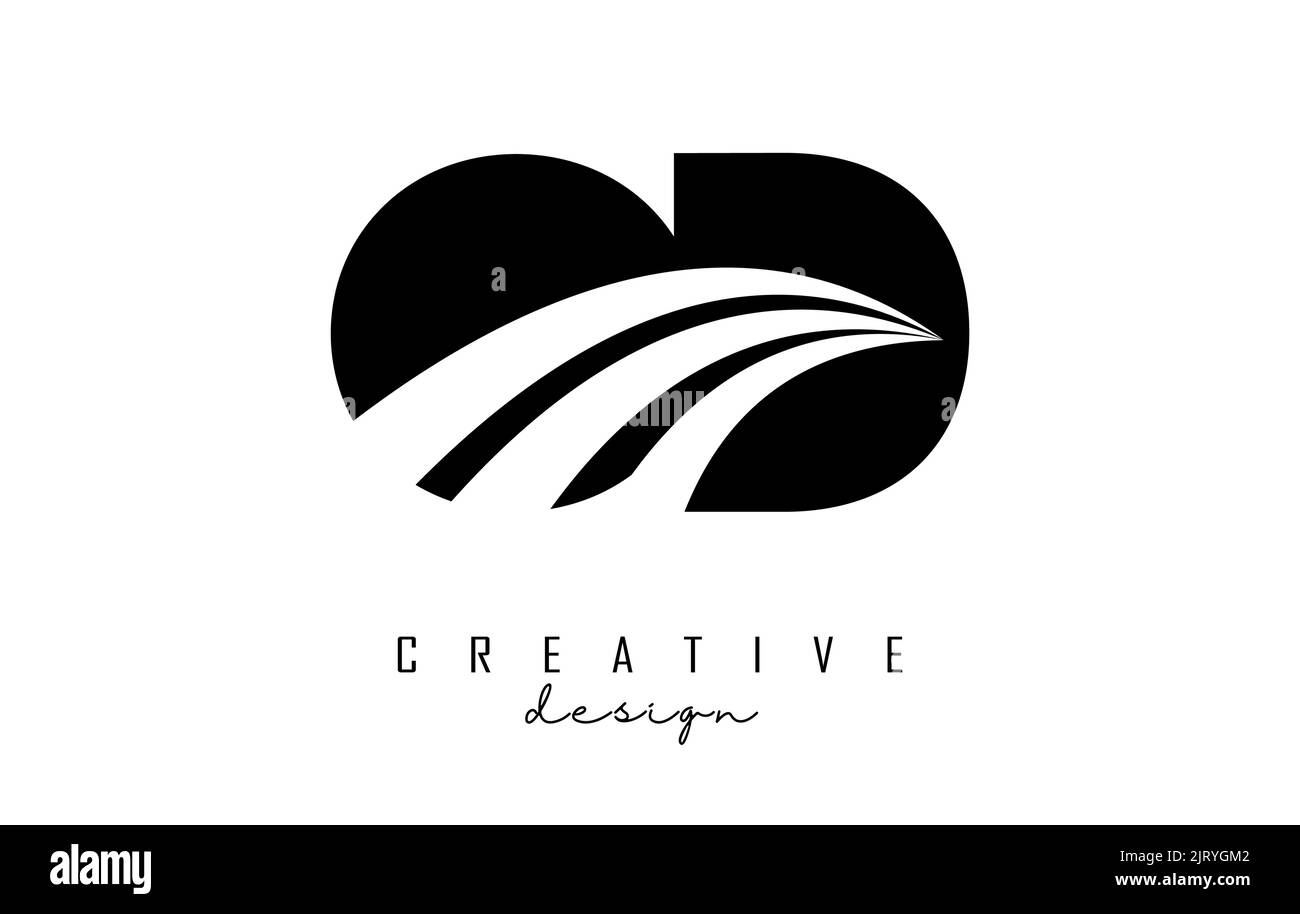 Creative black letter OD o d logo with leading lines and road concept ...