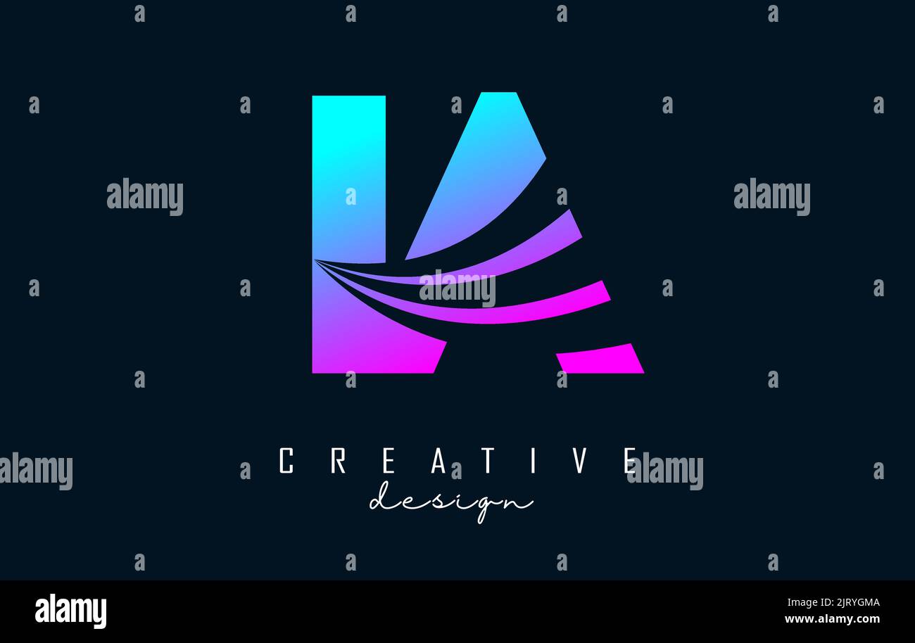 Creative colorful letter IA i a logo with leading lines and road ...