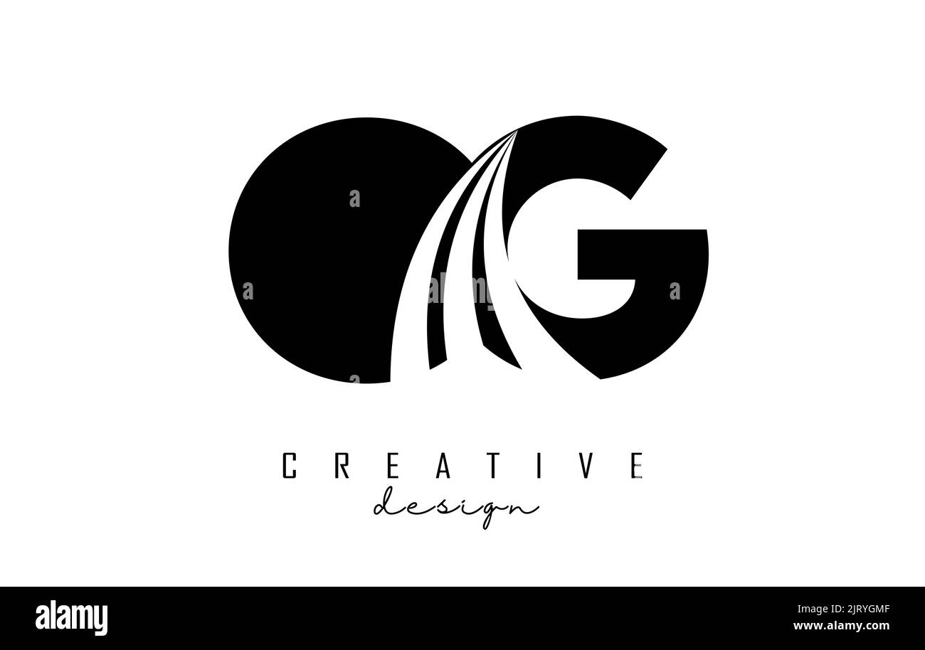 Creative black letter OG o g logo with leading lines and road concept ...