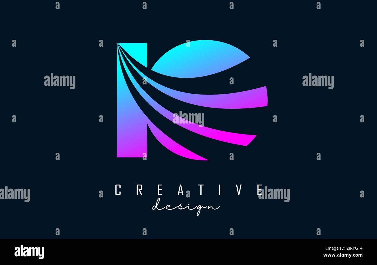 Creative colorful letter IO i o logo with leading lines and road ...