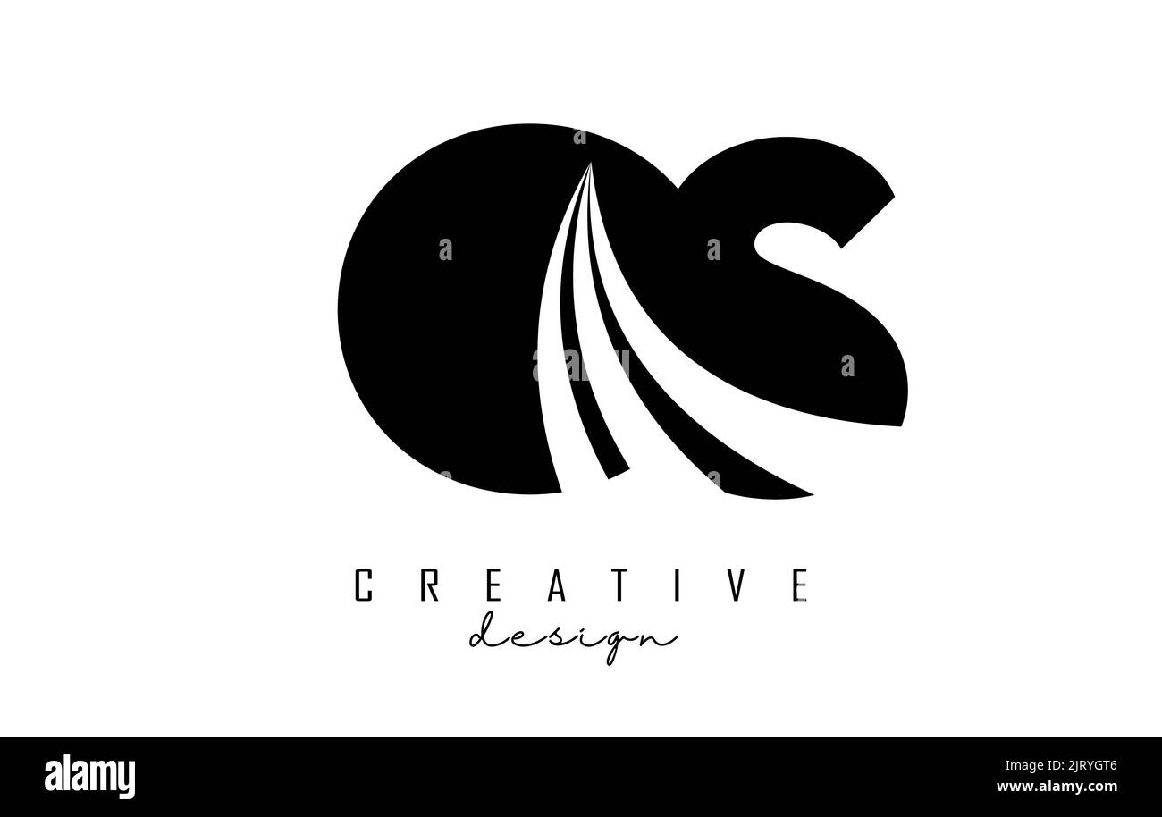 Creative black letter OS o s logo with leading lines and road concept ...