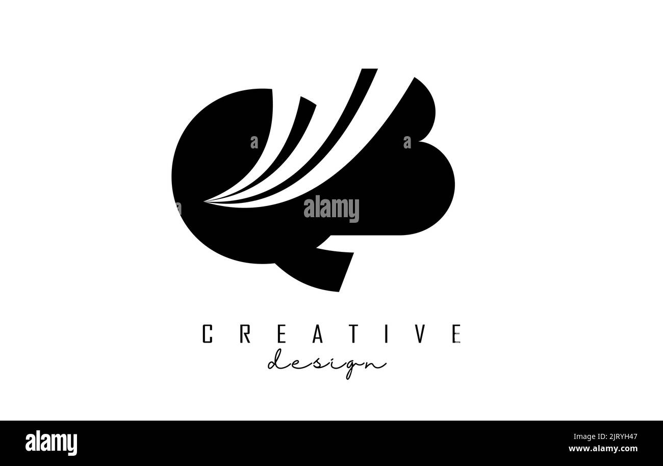 Creative black letter Qb q b logo with leading lines and road concept ...