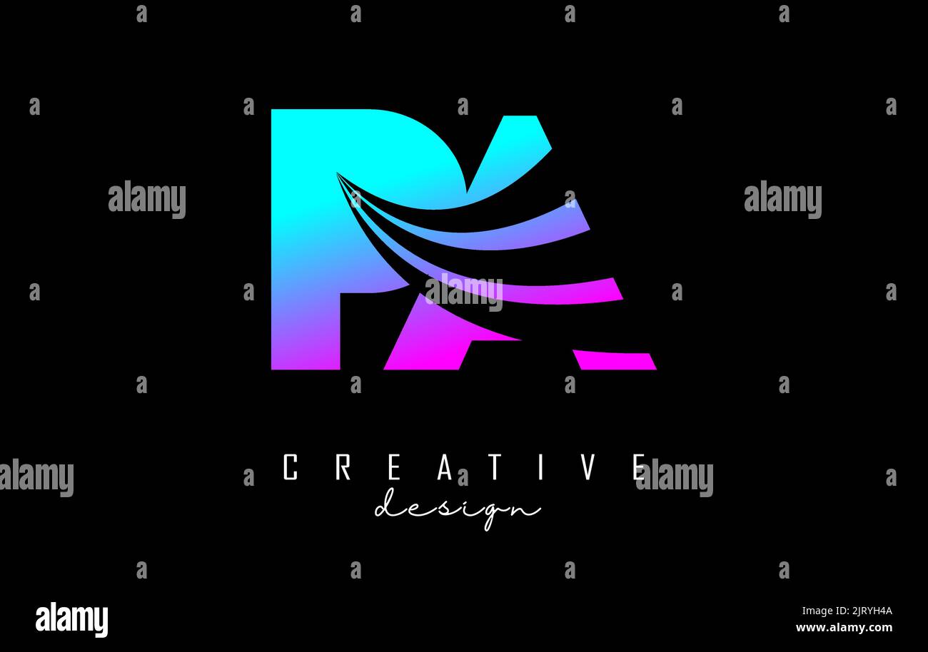 Creative black letter PA p a logo with leading lines and road concept ...