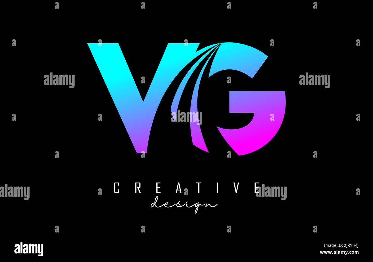 Creative colorful letter VG v g logo with leading lines and road concept design. Letters with ...