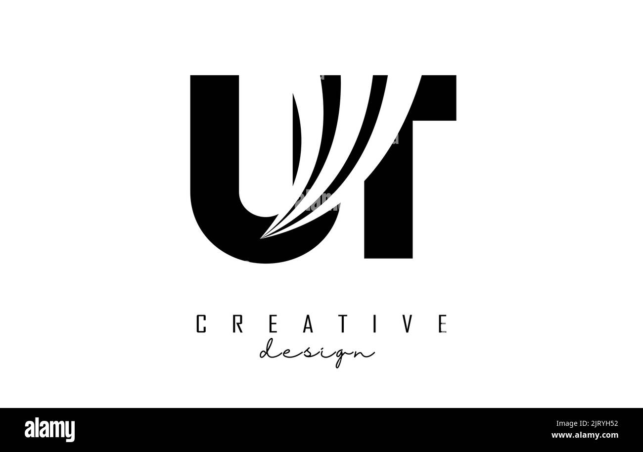 Creative black letter UT u T logo with leading lines and road concept ...