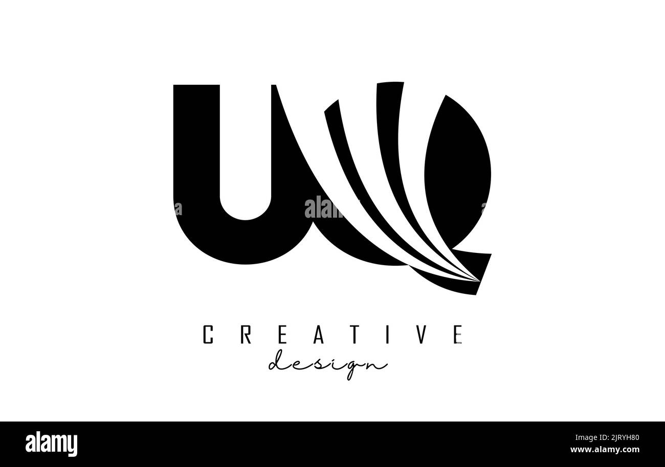 Creative black letter UQ u q logo with leading lines and road concept ...