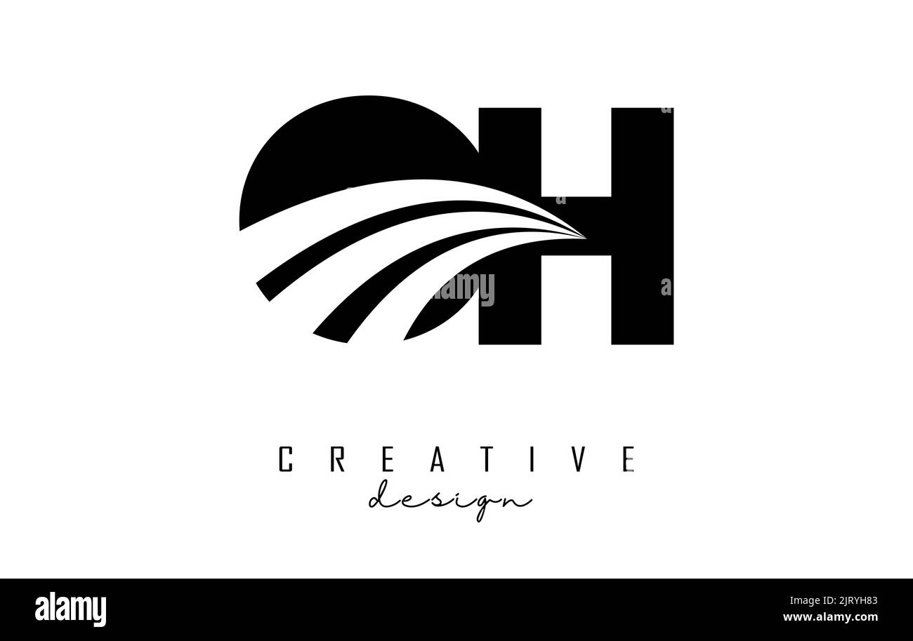 Creative black letter Oh o h logo with leading lines and road concept ...